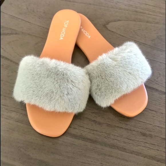 Shoes | New Mint Faux Fur Sandals | Poshmark